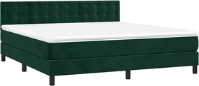 Box spring postel s matrací a LED tmavě zelená 160x200 cm samet 3134654