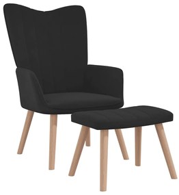 Relaxační křeslo Gaylle se stoličkou - samet | černé