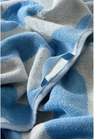 Bílá/světle modrá bavlněná osuška 90x150 cm Waves – Jotex