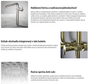 Deante Silia, sprchová baterie s ruční sprchovou soupravou, zlatá matná, BQS_R41M