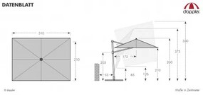 Moderní slunečník s boční nohou Doppler ACTIVE 310 x 210 cm - světle šedý