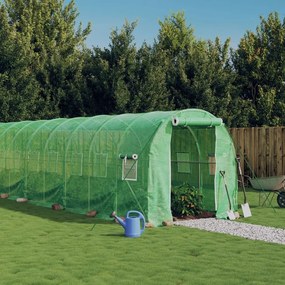 Skleník s ocelovým rámem zelený 32 m² 16 x 2 x 2 m 3188023