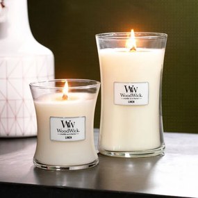 WoodWick – svíčka Linen (Čistý len) Velikost: velká 609 g