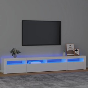 vidaXL TV skříňka s LED osvětlením bílá vysoký lesk 240x35x40 cm