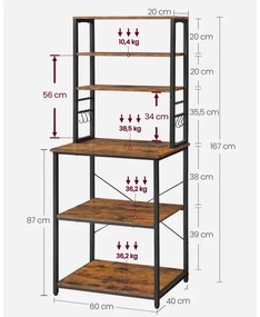 Policový regál MARGE hnědá/černá