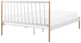 Kovová postel 140 x 200 cm bílo hnědá MAURS Beliani