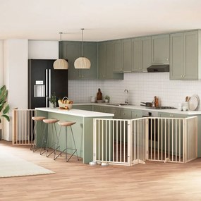 Zábrana pro psy s dvířky skládací 12 panelů 960 cm topol 3155560