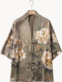 Dvoudílné kimono z hedvábného saténu 14 Momme 6A Printdesign S1070