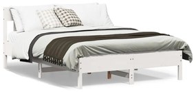 Rám postele s čelem bílý 120 x 190 cm masivní borovice - Default Title