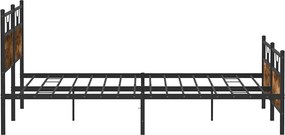 Kovový rám postele bez matrace kouřový dub 193 x 203 cm 3325095