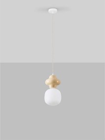 Bílé/krémové keramické závěsné svítidlo se skleněným stínidlem ø 18 cm Clio – Nova Luce