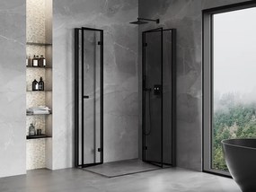Mexen Mist-F Duo, skládací sprchový kout 75 x 85 cm, čiré sklo-černý rám, 8A6-075L-085P-70-70