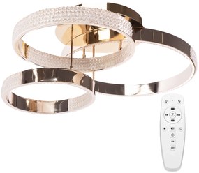 Toolight Toolight, LED krystalové stropní svítidlo s dálkovým ovládáním 42W, G003-C, zlatá lesklá, OSW-09744