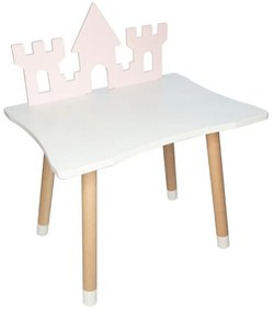 Manibox Dřevěný dětský stoleček ZÁMEK + židlička KORUNKA + jméno ZDARMA