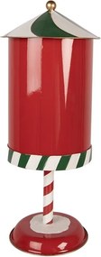 Červená kovová dekorace poštovní schránka Santa - Ø 24*58 cm