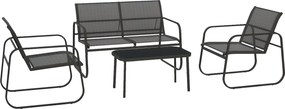Outsunny Zahradní nábytek set 4 ks, Sada zahradního nábytku se 1 dvoumístnou pohovkou, 2 křesly a 1 konferenčním stolkem, Sada sedacího nábytku na bal