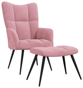 Relaxační křeslo se stoličkou růžové samet 328088