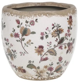 Keramický obal na květináč s květy Nancy - Ø 15*13 cm