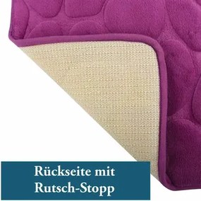 MSV PEBBLES koupelnová předložka 40 x 60 cm fialová / polyester, PU pě
