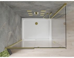 Mexen Omega posuvný sprchový kout 110 x 70 cm, 8mm sklo, zlatý profil-čiré sklo + slim sprchová vanička 5cm, 825-110-070-50-00-4010