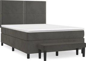 Box spring postel s matrací tmavě šedá 140x200 cm samet 3137786