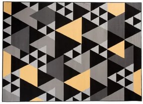 Kusový koberec moderní MAYA Z900C Trojúhelníky šedý žlutý Rozměr: 140x200 cm