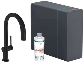 Hansgrohe Aqittura M91 - Dřezová baterie s výsuvnou koncovkou, SodaSystem, sBox, matná černá 76836670