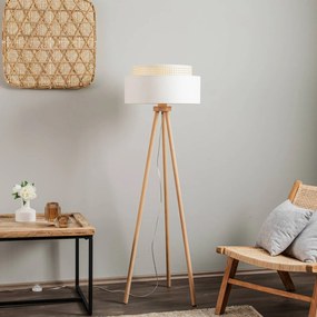 Stojací lampa Boho, třínožka krémová bílá/ratan