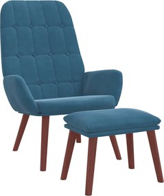 Relaxační křeslo s podnožkou modré samet 3315148