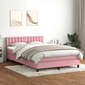Box spring postel s matrací a LED růžová 160x210 cm samet 3317276