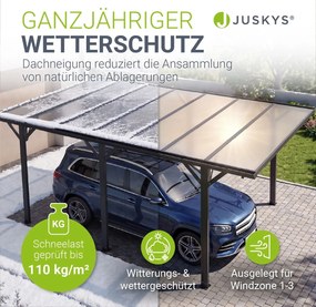 Juskys Hliníkový přístřešek na auto 5 × 3 m Model: oblouková střecha