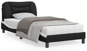 vidaXL Rám postele s čelem černý a bílý 90 x 190 cm umělá kůže
