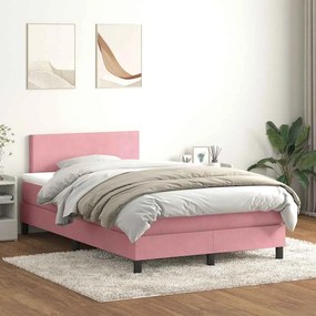 Box spring postel s matrací růžová 120x220 cm samet 3316064