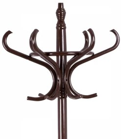 Dřevěný stojanový věšák, tmavě hnědý lak, 186 cm, F-2059 BR