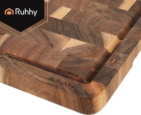 Krájecí prkénko s dřážkou 43 x 33 cm Ruhhy 26924, akátové dřevo