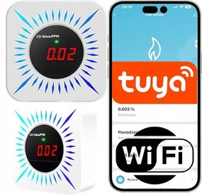 Senzor Co čadu plynu wifi s poplašnou sirénou Tuya Smart life