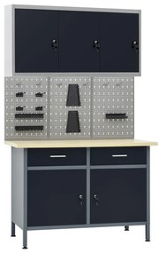 Pracovní stůl se třemi nástěnnými panely a jednou skříňkou 3053438