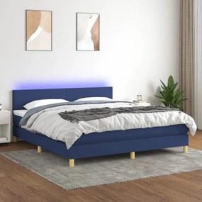 Box spring postel s matrací a LED modrá 180x200 cm textil 3133579