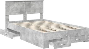 Rám postele s čelo Betonově šedá 120 x 190 cm Kompozitní dřevo 3410925