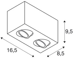 SLV 1002003 Triledo, černé stropní  svítidlo, LED 14W 3000K, rozměr 8,5 x 16,3cm