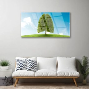 akrylový obraz Tráva Strom Plíce Příroda 100x50 cm