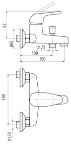 RAV Slezák SA054.5 - Vanová baterie SAZAVA lesklý chrom