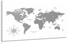 Obraz decentní mapa v šedém provedení - 60x40 cm