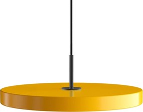 Závěsná lampa Asteria s černým držákem šafránová