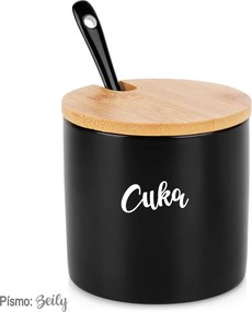 VILDE Keramická cukřenka s bambusovým víčkem a lžičkou, černá 250ml