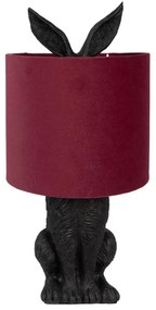 Černá stolní lampa králík s vínovým stínidlem Konijn – 20x43 cm