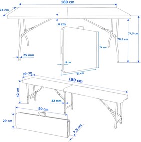 Skládací zahradní cateringová sestava Rattan tmavě šedá