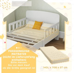 AIYAPLAY Dětská postel s bezpečnostními zábranami, postel pro malé děti ve věku 3-8 let, MDF, bílá