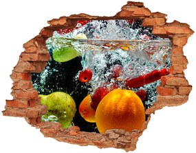 Wallmuralia Nálepka 3D díra na zeď Ovoce pod vodou 90x70 cm