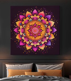 Obraz na plátně - Mandala magenta orange FeelHappy.cz Velikost obrazu: 80 x 80 cm